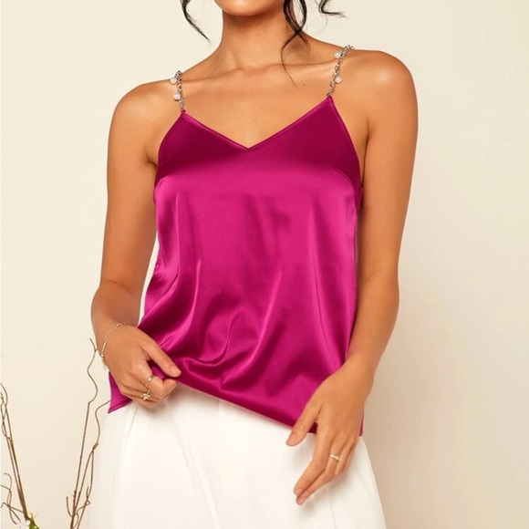 Tops | Luxe Chains Pearls Strap Cami Top | Poshmark